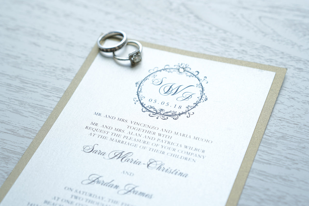Sara • Timeless Gold Wedding Invitation with Monogram – Elizabeth R ...